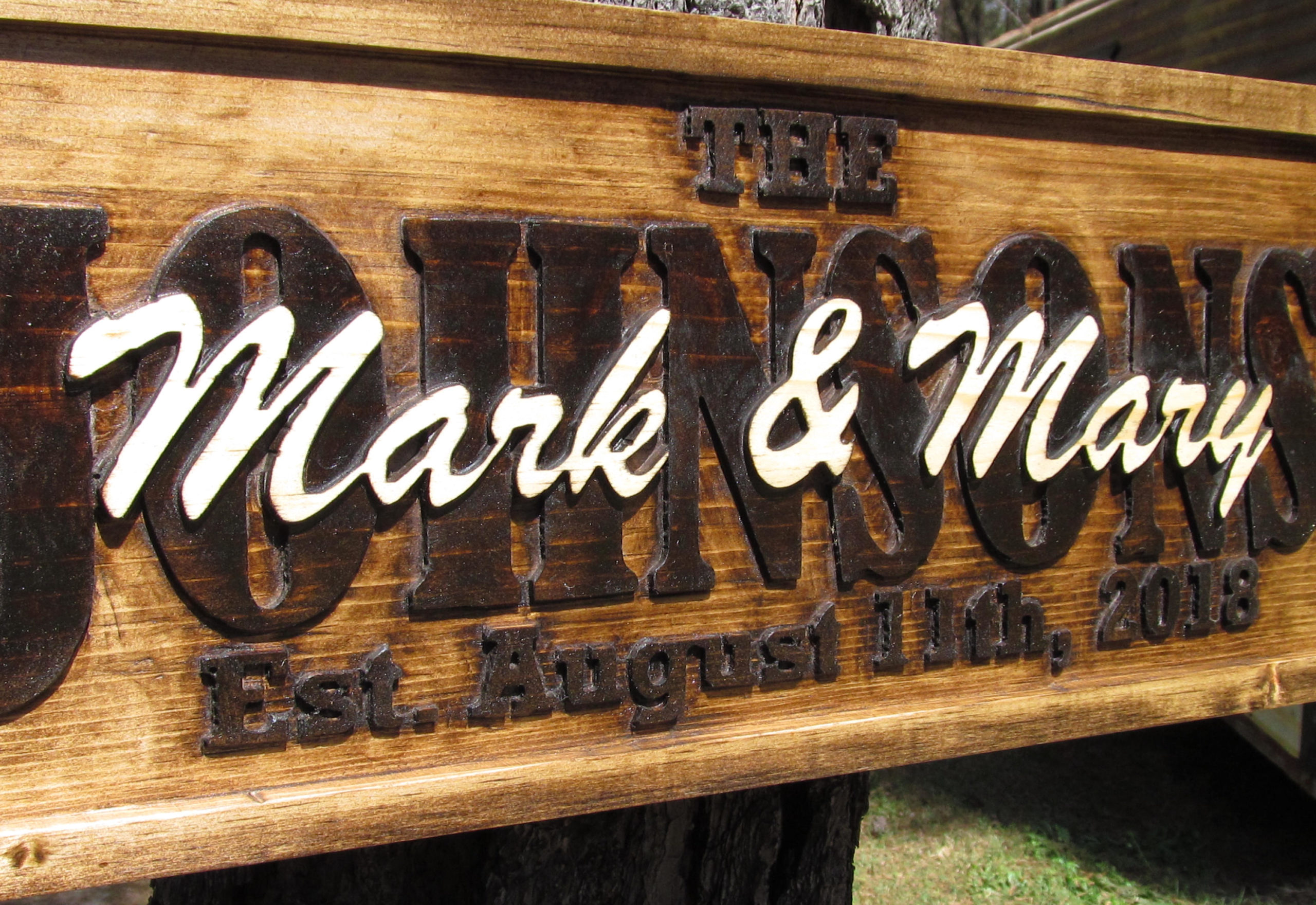 3- D Personalized Carved Wood Sign for Couples - Custom Signs