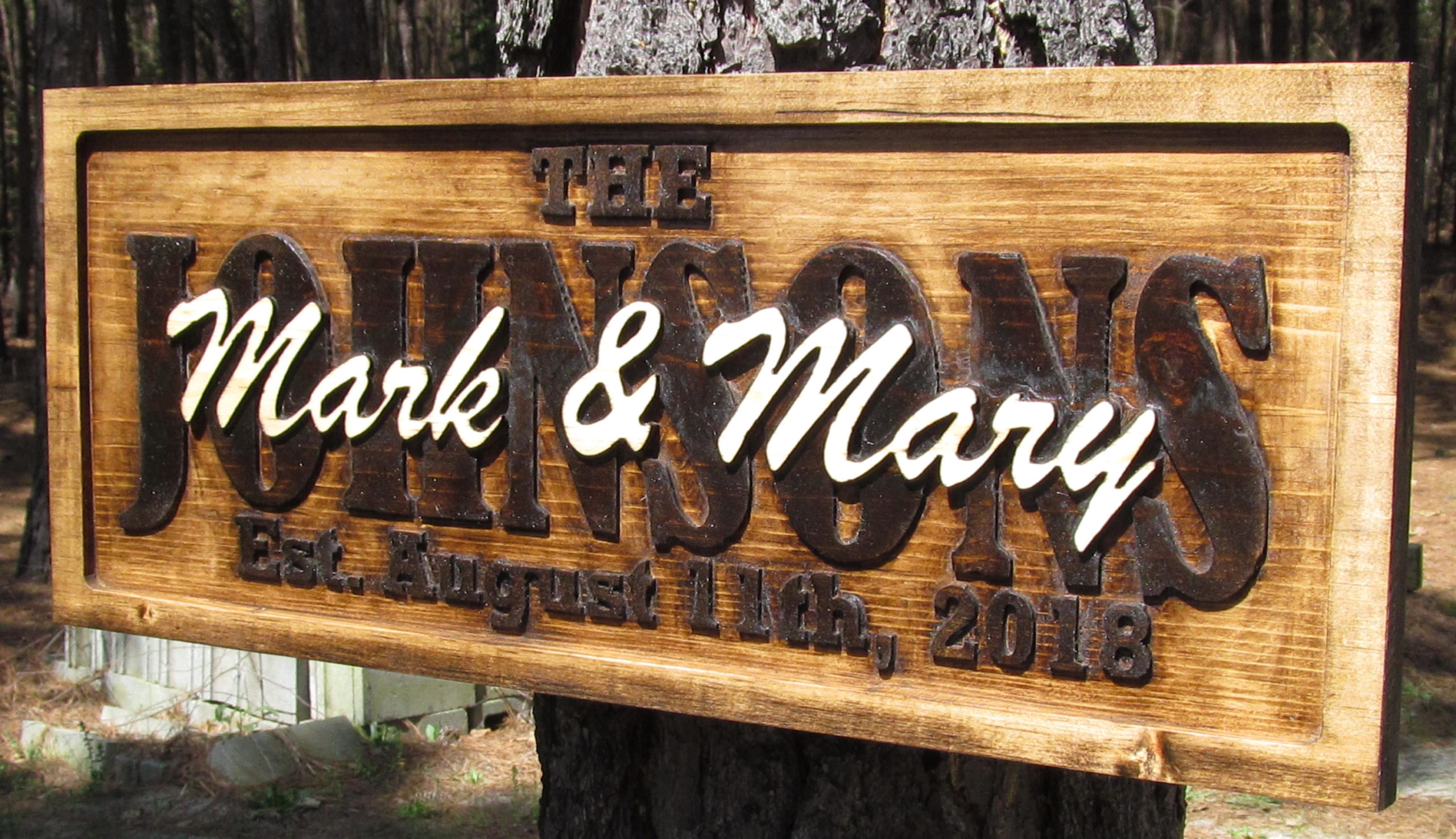 3- D Personalized Carved Wood Sign for Couples - Custom Signs