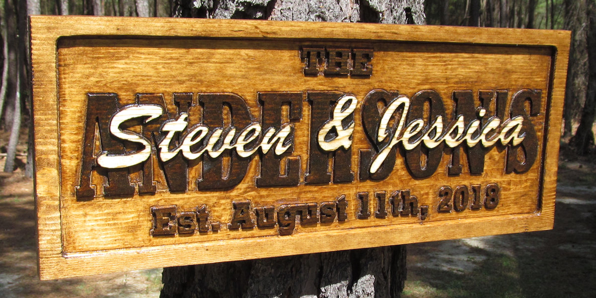 3- D Personalized Carved Wood Sign for Couples - Custom Signs