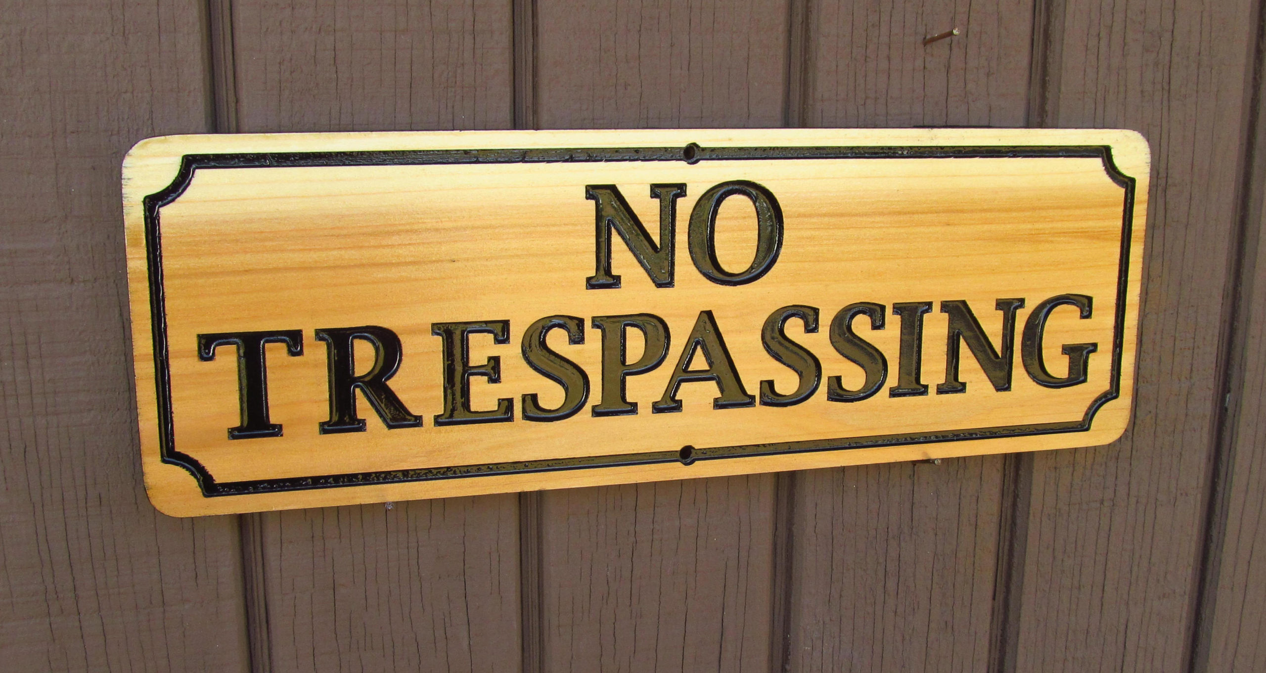 No Trespassing Carved Cedar Wood Sign - Custom Signs