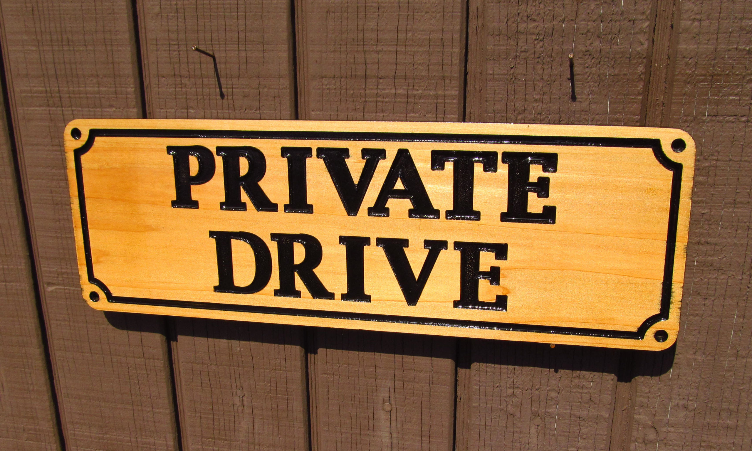 Private Drive Carved Cedar Wood Sign - Custom Signs