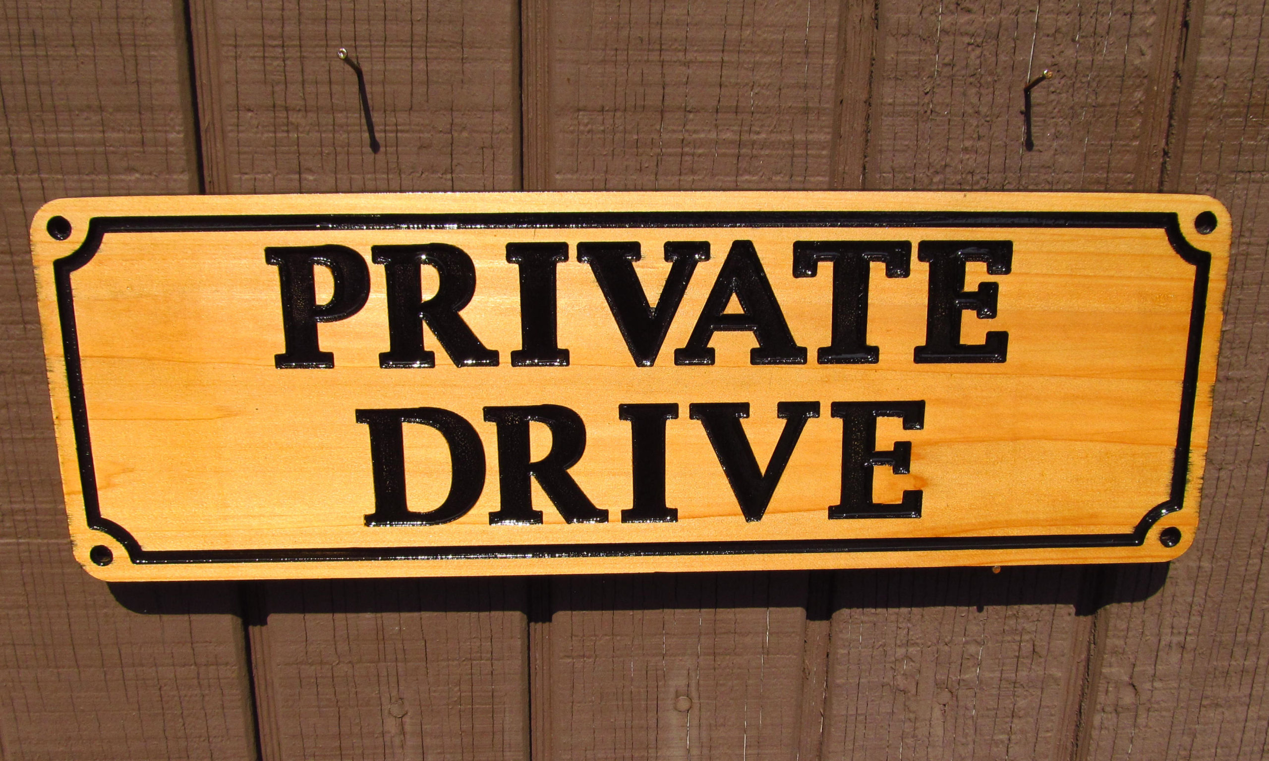 Private Drive Carved Cedar Wood Sign - Custom Signs