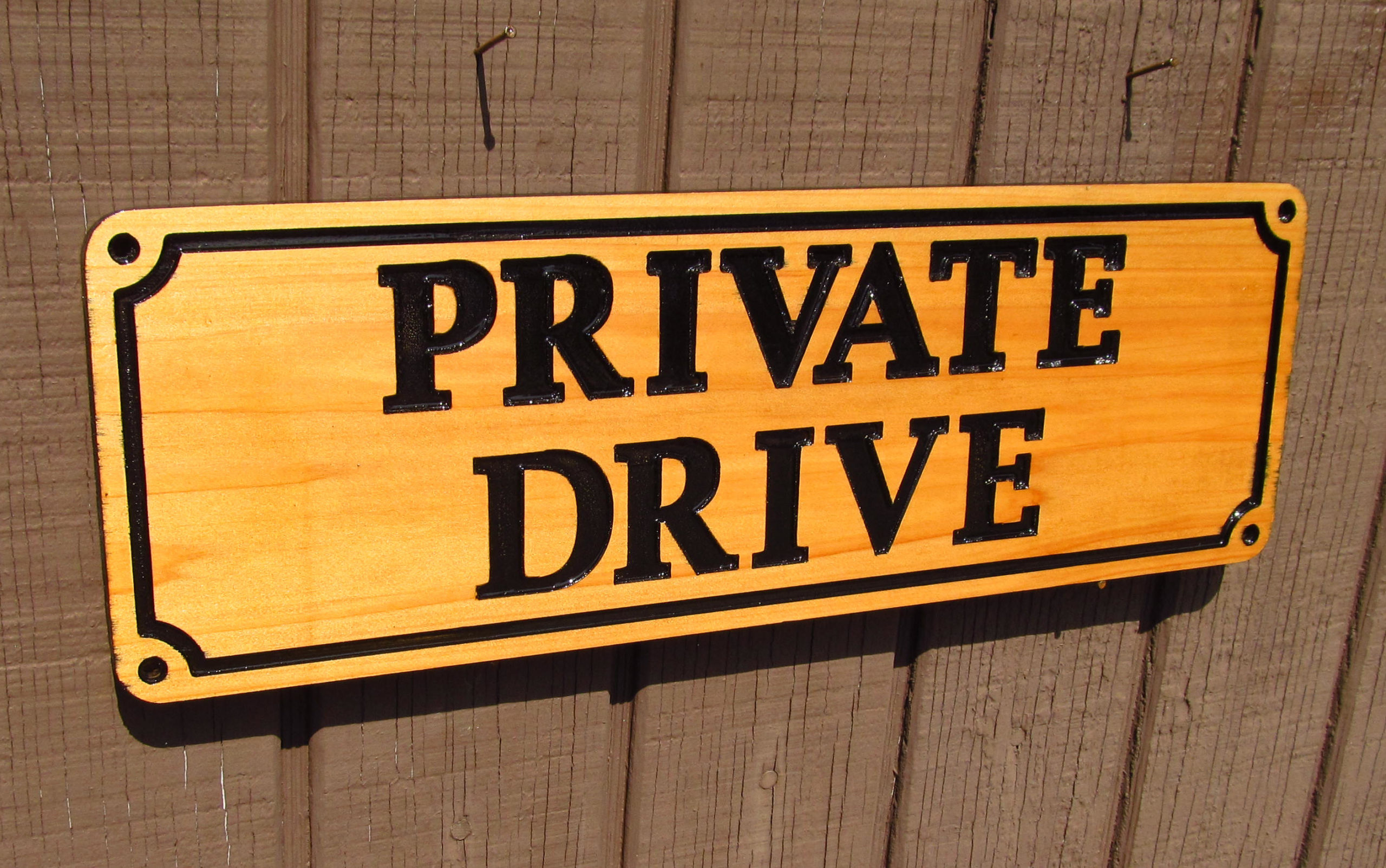 Private Drive Carved Cedar Wood Sign - Custom Signs