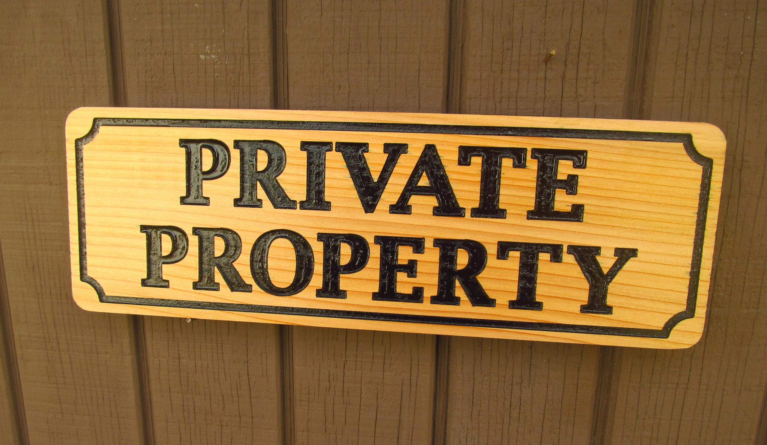 Private Property Carved Cedar Wood Sign - Custom Signs