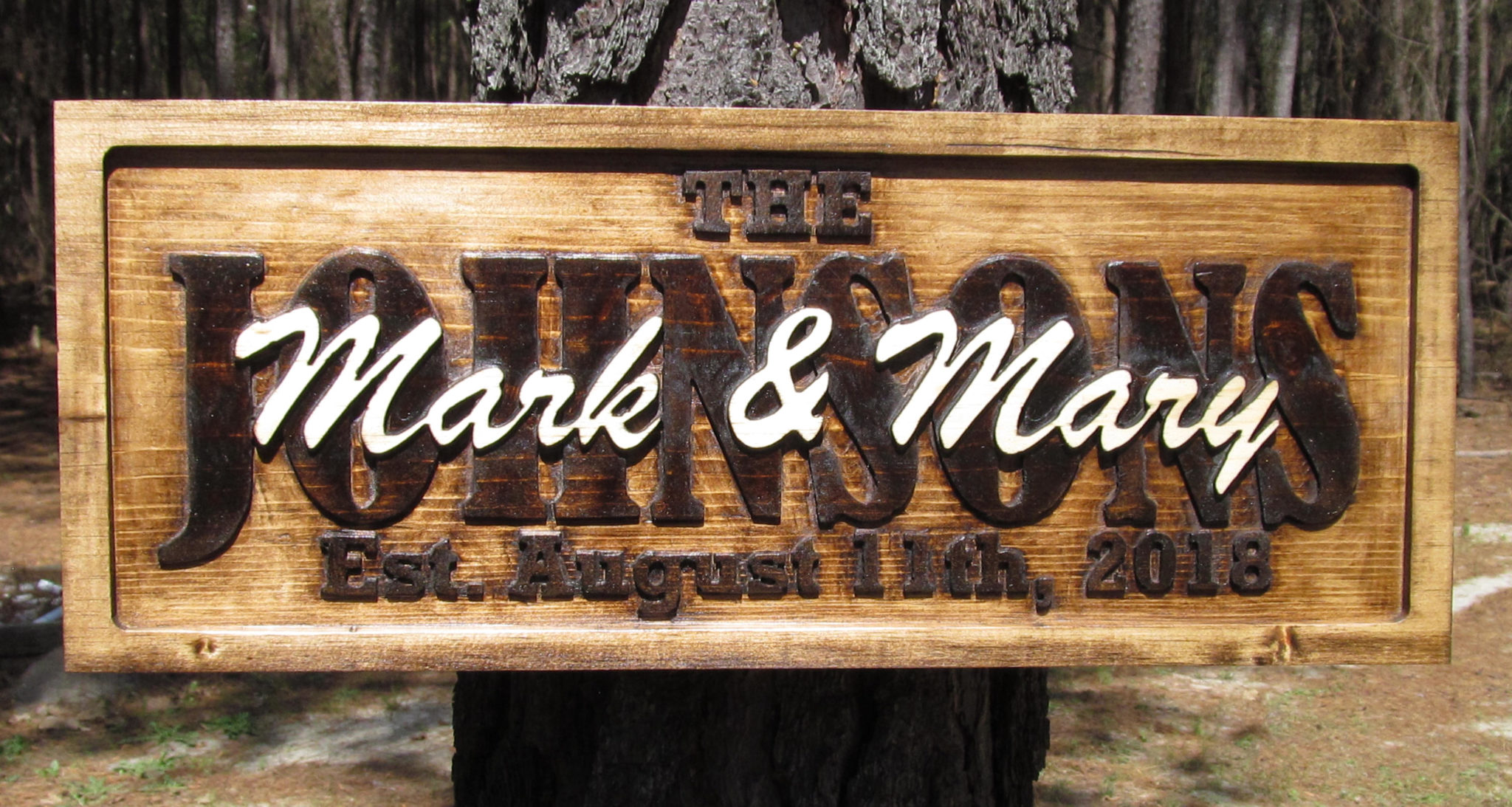 3- D Personalized Carved Wood Sign for Couples - Custom Signs