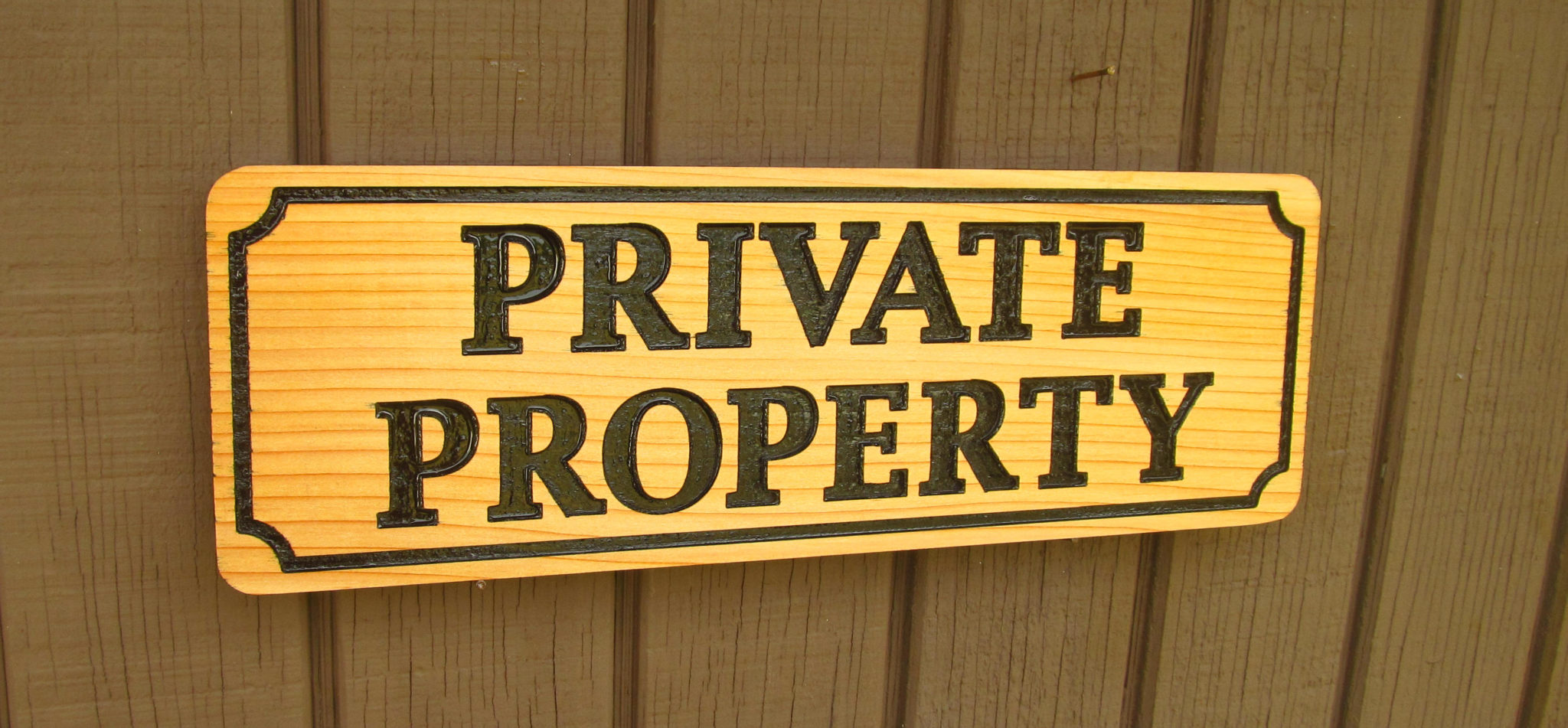 Private Property Carved Cedar Wood Sign - Custom Signs